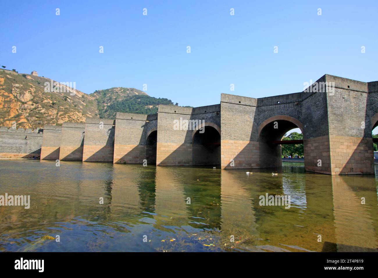 China ancient Great Wall building landscape in the water Stock Photo ...