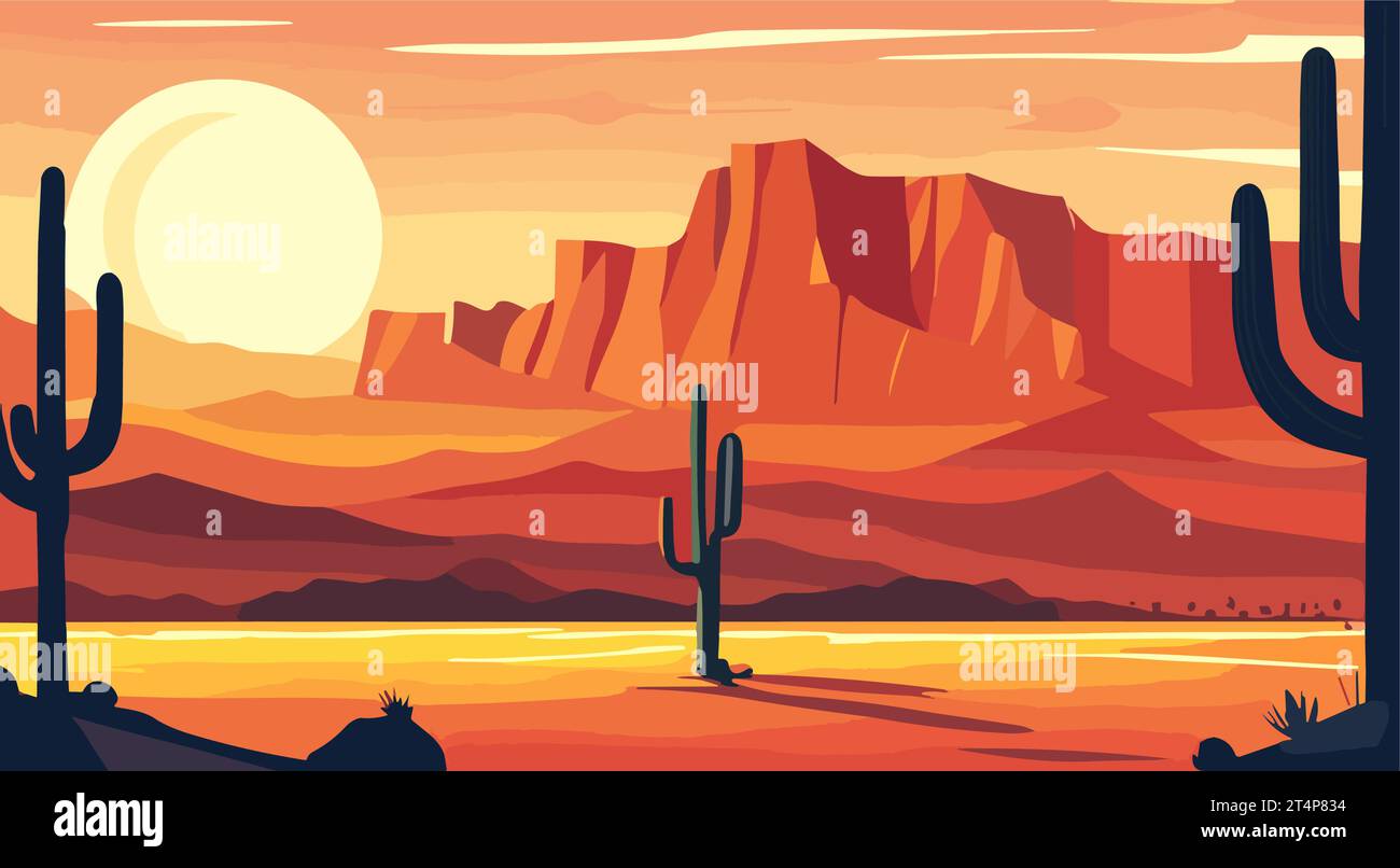 Wild west Desert abstract art vector background Stock Vector Image ...