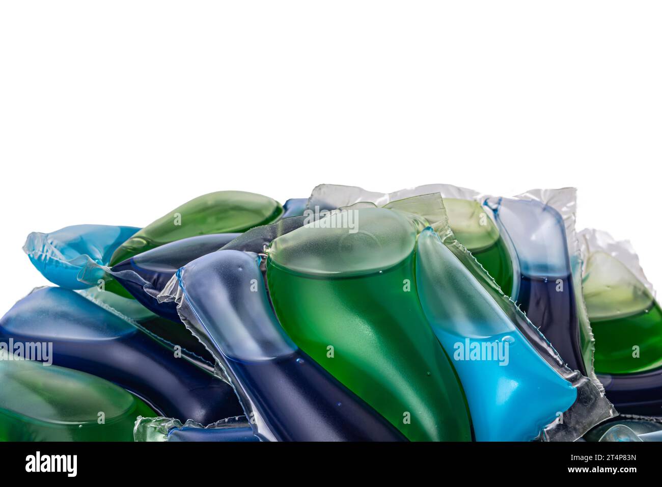 Colorful capsules with washing powder. A pile of several washing ...
