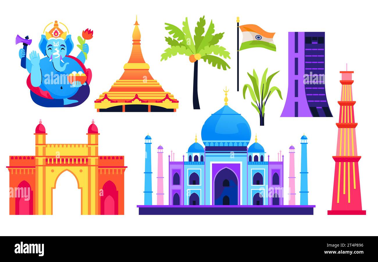 Welcome To India Flat Design Style Objects Set Stock Vector Image And Art Alamy