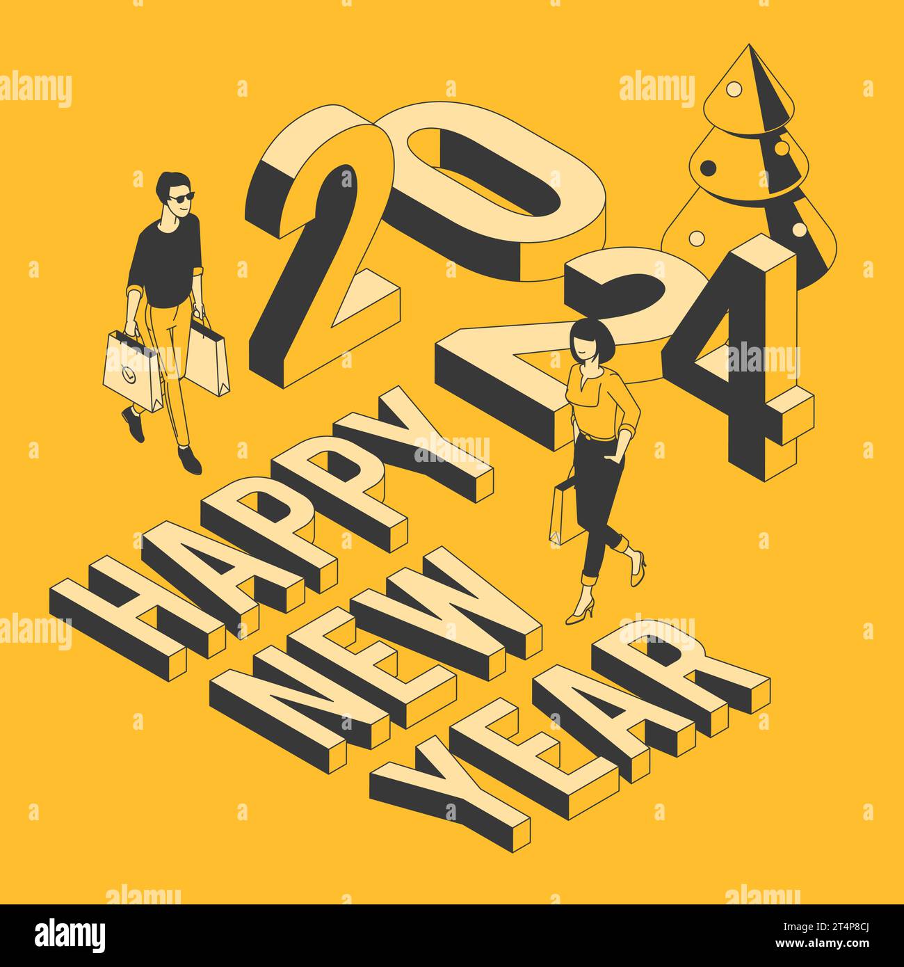 Inscription 2024 new year Stock Vector Images - Alamy