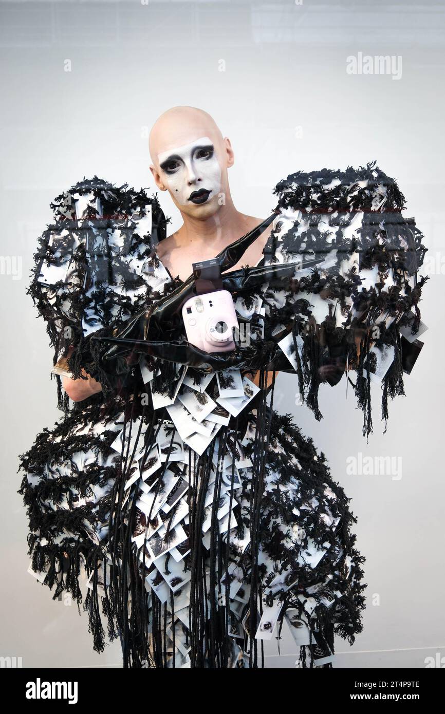 EDITORIAL USE ONLY Drag Race UK alumni, Cheddar Gorgeous in the window ...