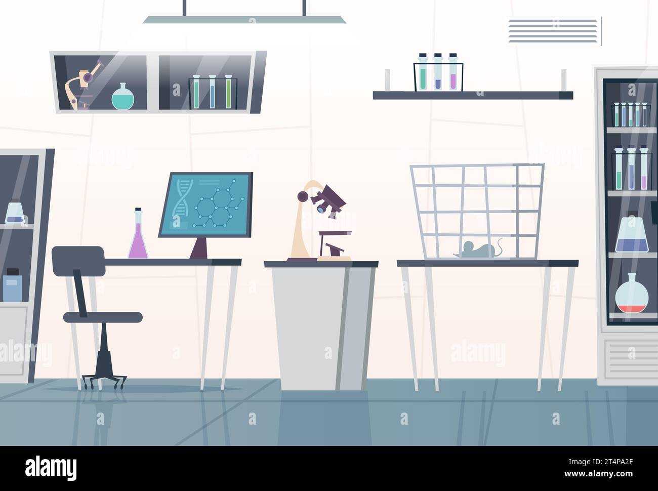 Chemical lab. interior laboratory of scientists. Vector cartoon ...