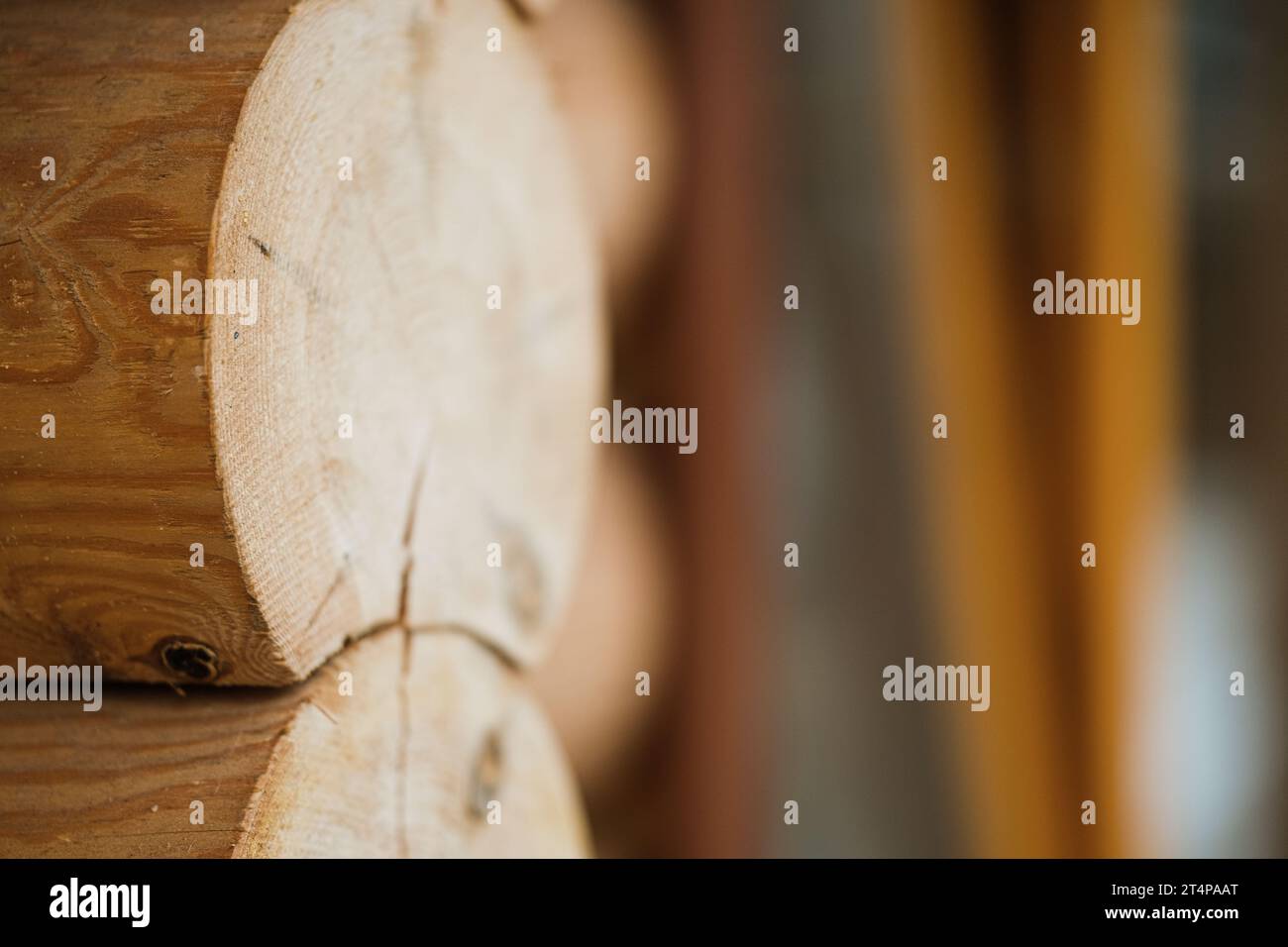 Natural background pattern of log wall. Construction of houses made of ...