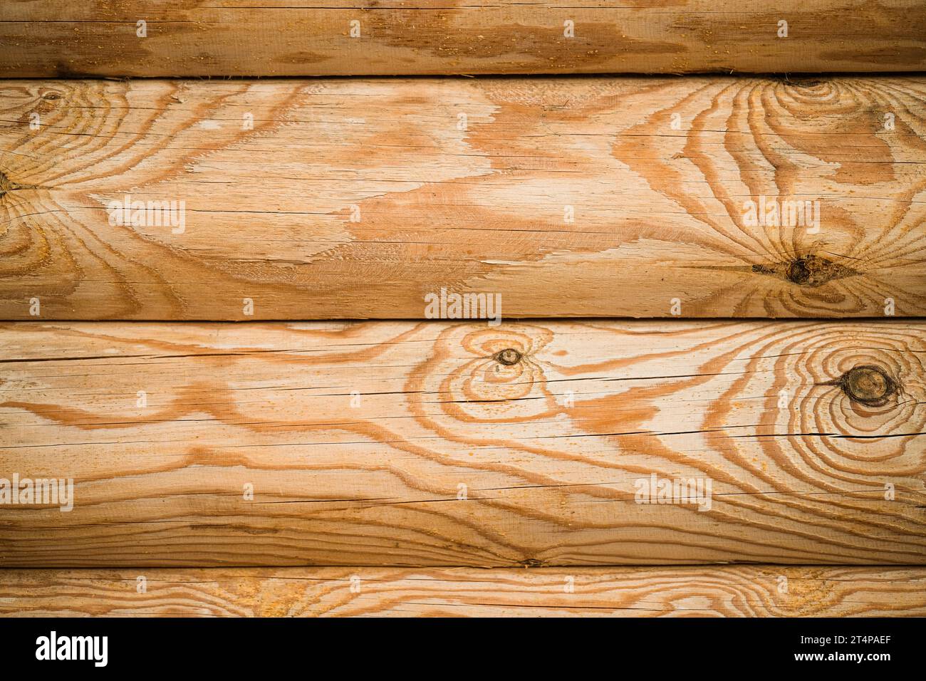 Natural background pattern of log wall. Construction of houses made of ...