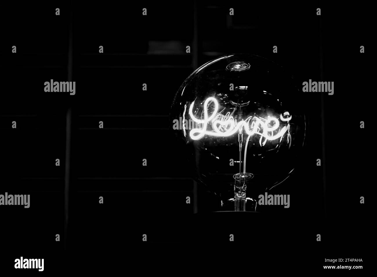 Industrial design lamp with a Love text filament bulb - Home interior ...