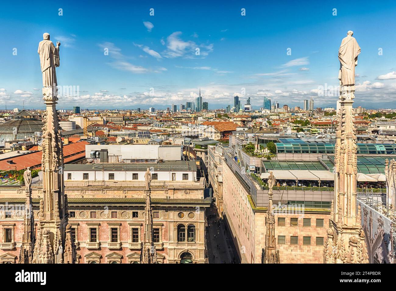 Scenic aerial view over the city centre, as seen from the roof of the ...