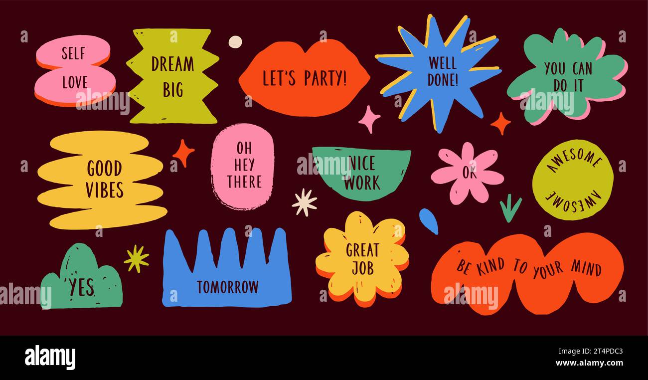 Hand drawn naive, bizarre abstract geometric shapes and forms. Modern ...