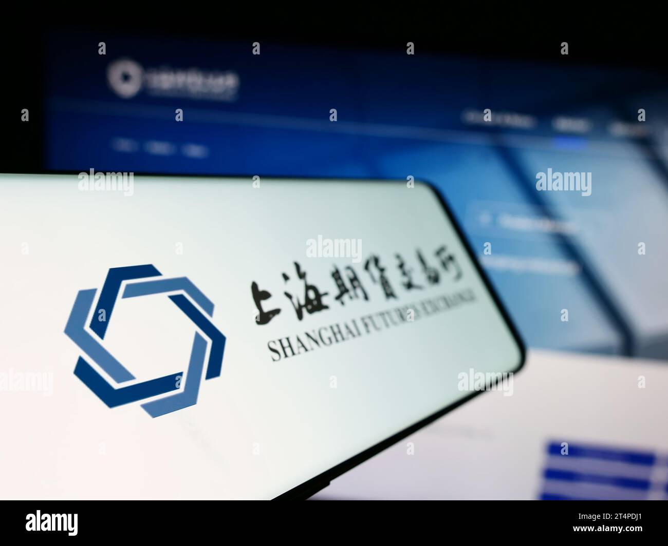 Smartphone with logo of Chinese Shanghai Futures Exchange (ShFE) in ...