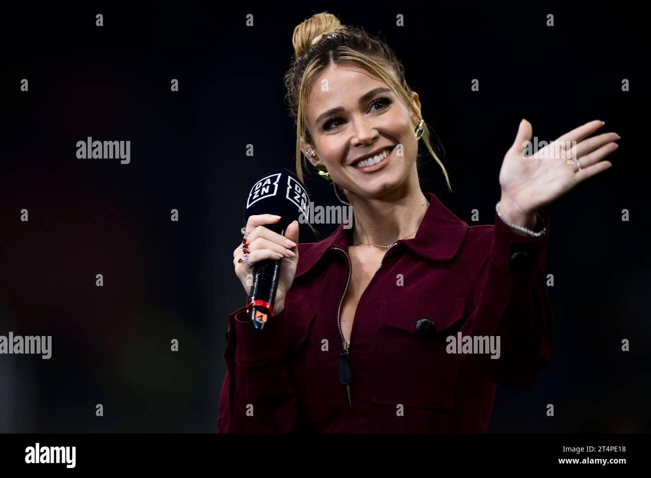 Diletta Leotta looks on prior to the Serie A football match between FC ...