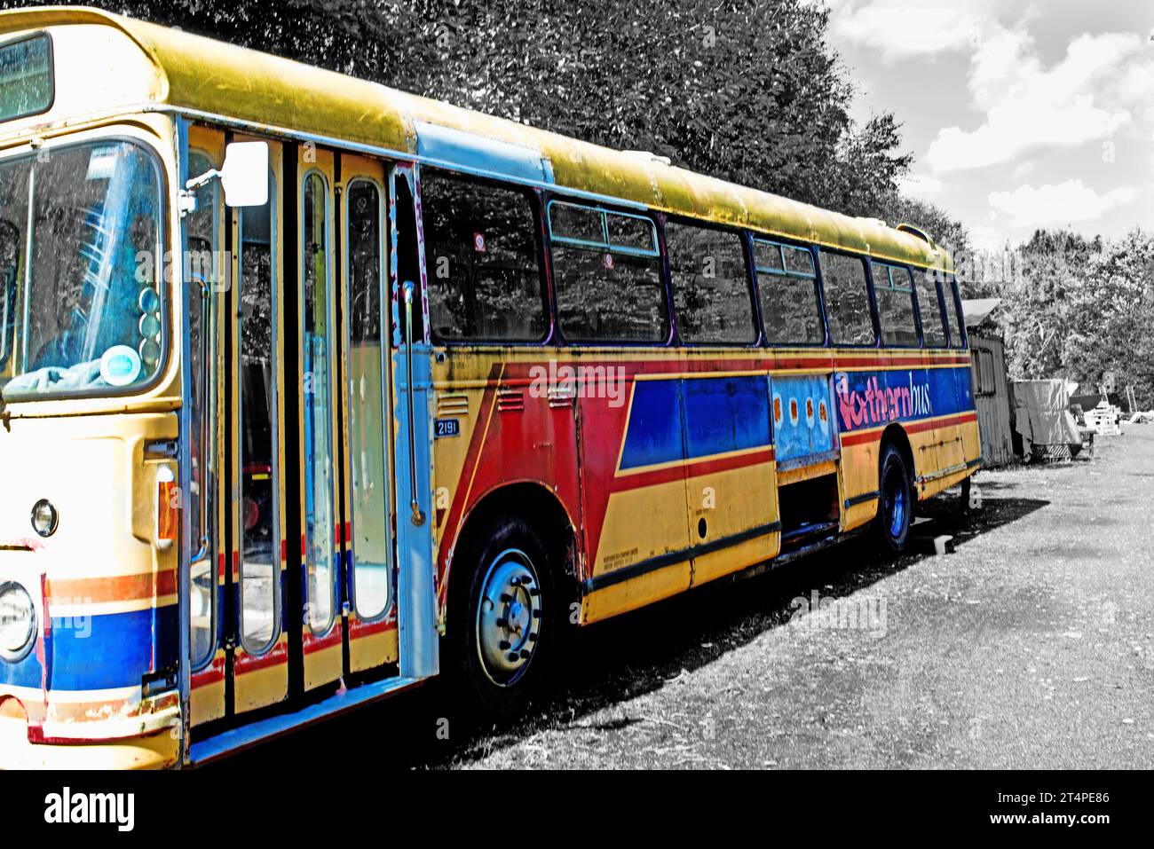 Colour Pop Vintage Northern Bus Stock Photo - Alamy