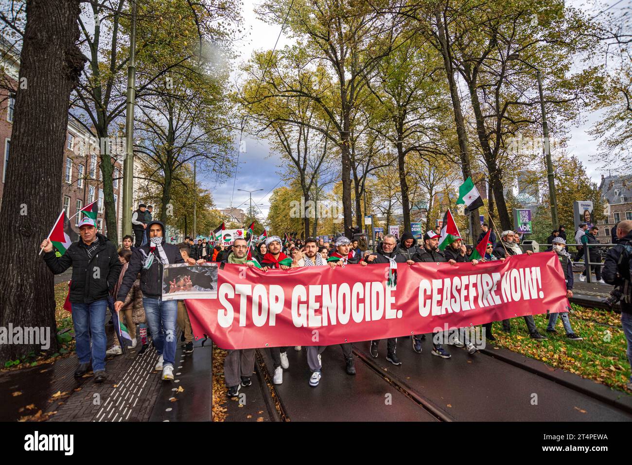 The Hague city centre, The Netherlands. Sunday 29 October, 2023. Police ...