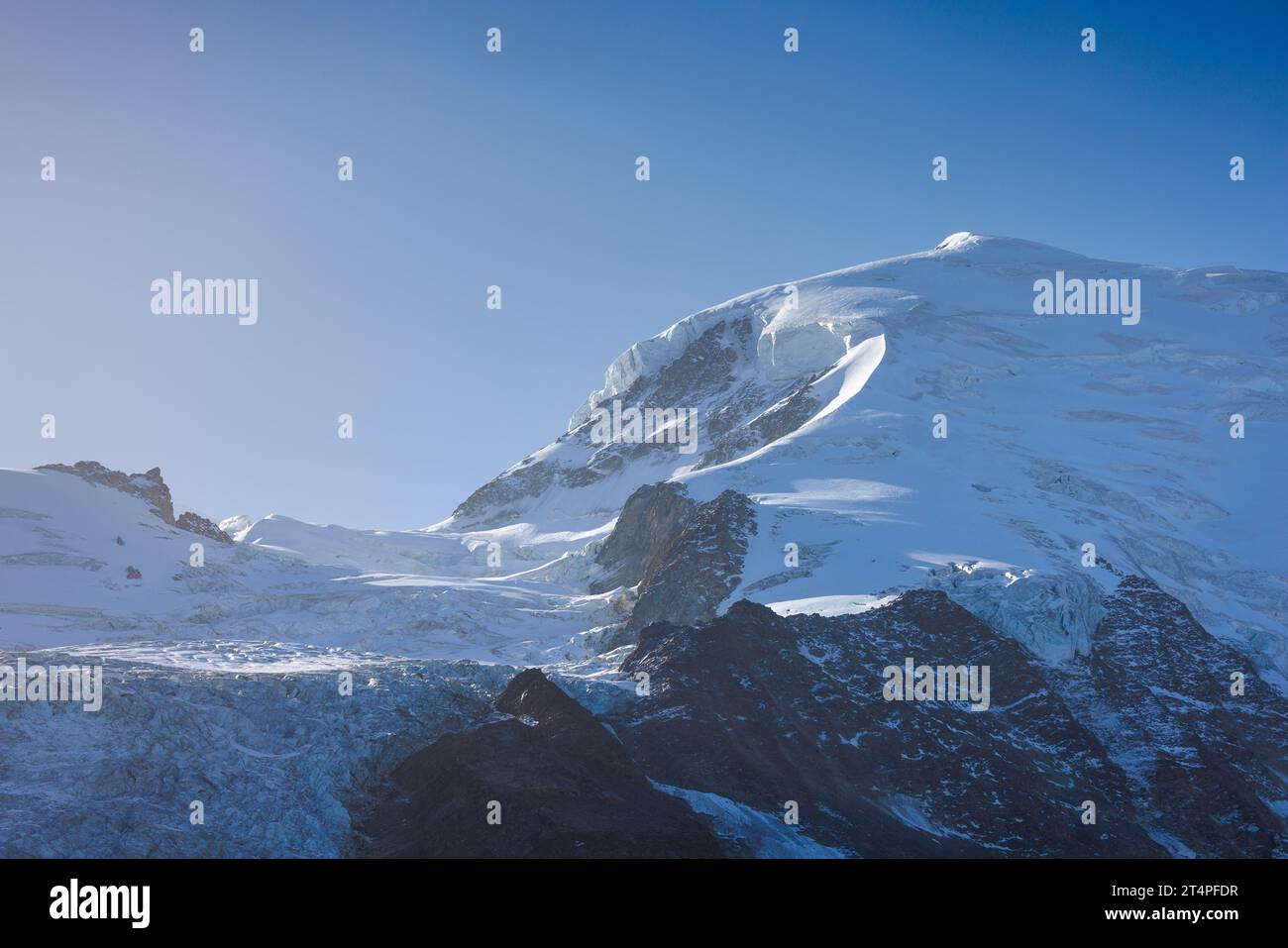 peak of Mont Blanc seen from La Jonction in Chamonix Stock Photo - Alamy