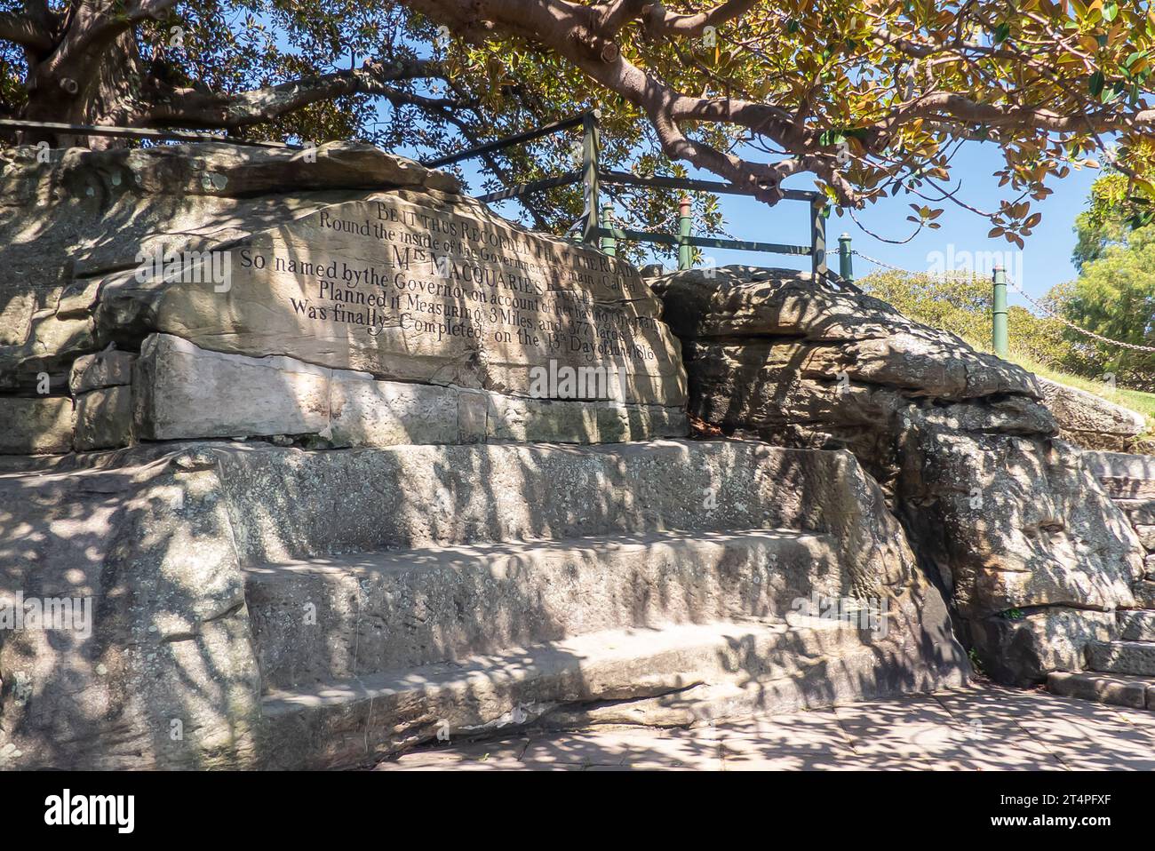 Mrs MacQuarie's Chair in Sydney Botanical Gardens Stock Photo - Alamy
