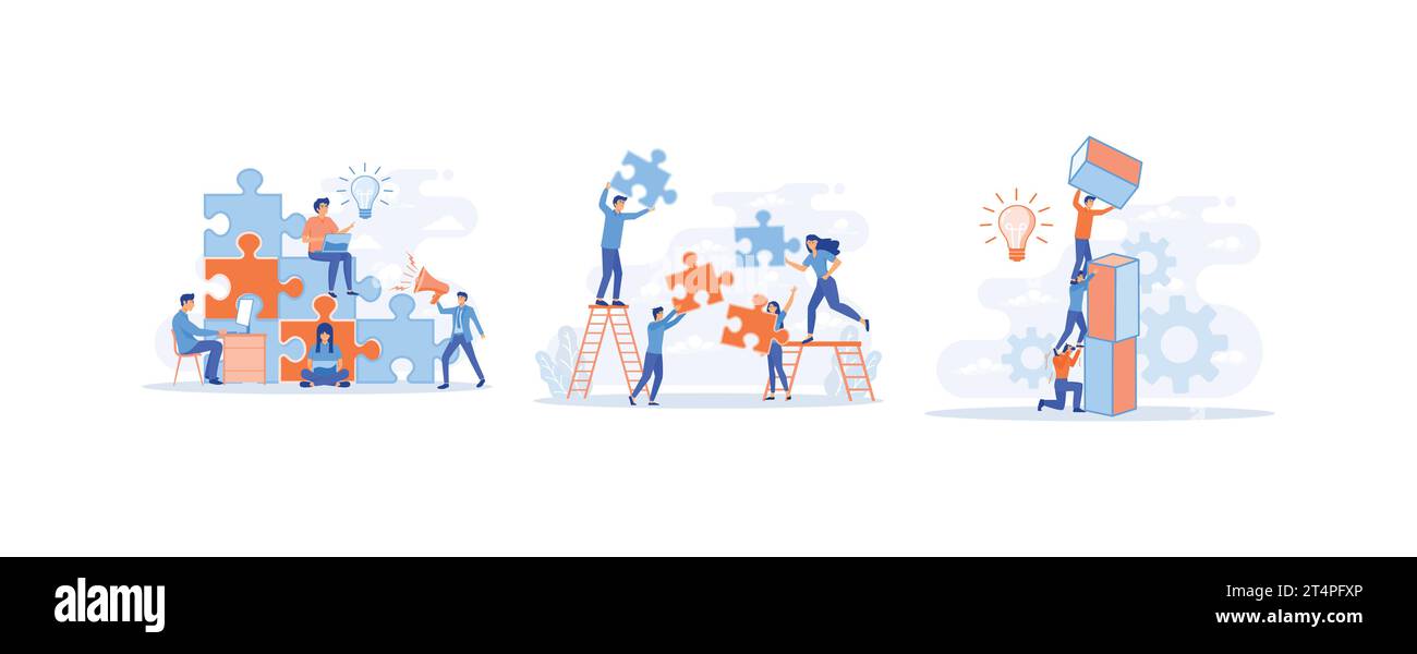 Team work, team building, corporate organization, partnership, problem ...