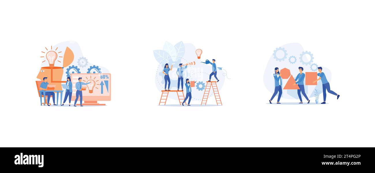 People Make List Creative Ideas. Team Work concept. set flat vector ...