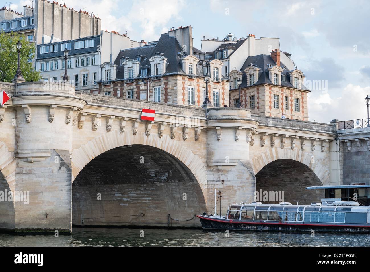 Pont Neuf, the oldest standing bridge across river Seine in Paris ...