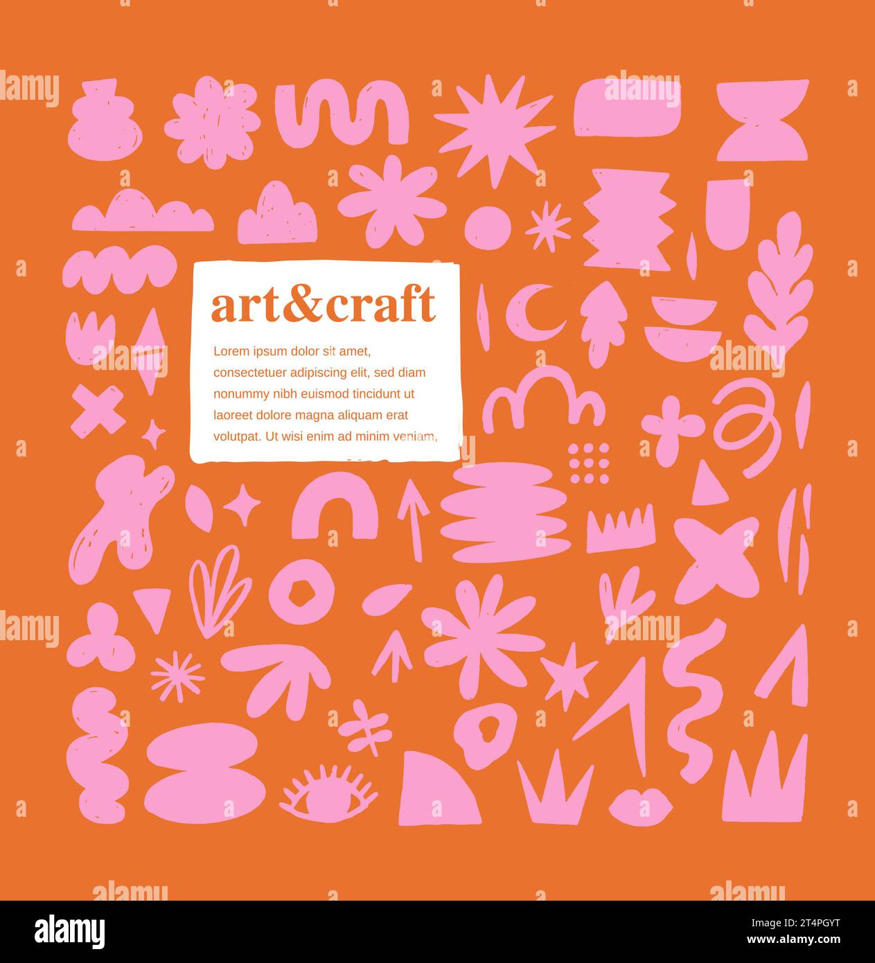 Hand drawn naive, bizarre abstract geometric poster, flyer and banner ...