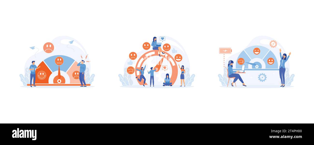 Stress level, mood scale, Person tired because of emotional and work ...