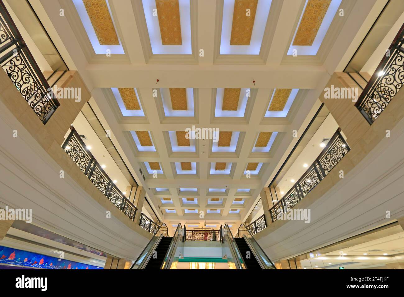 Ceiling and elevator in the mall Stock Photo - Alamy