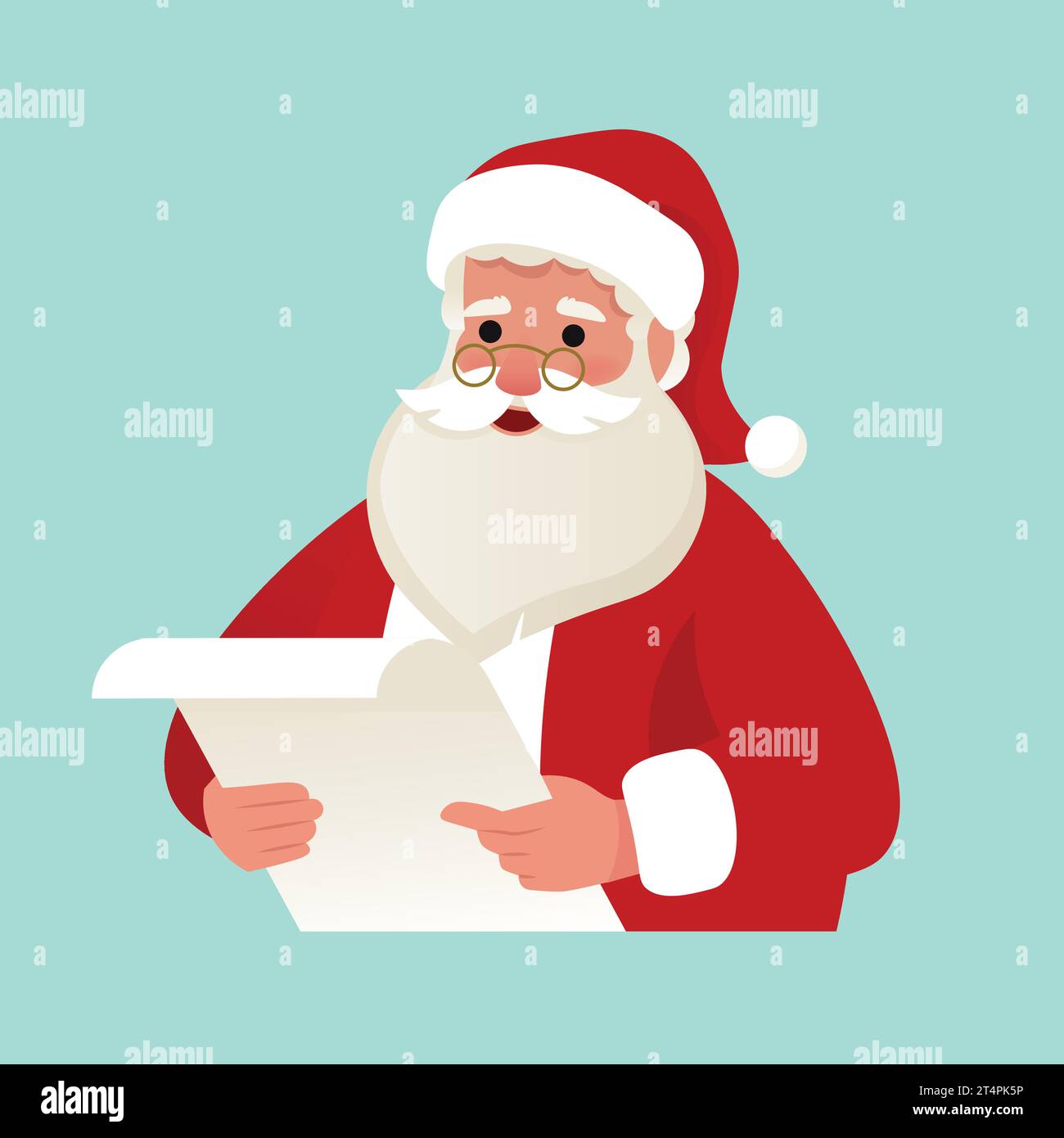 Cute Santa Claus reading children's letters. Vector illustration in ...