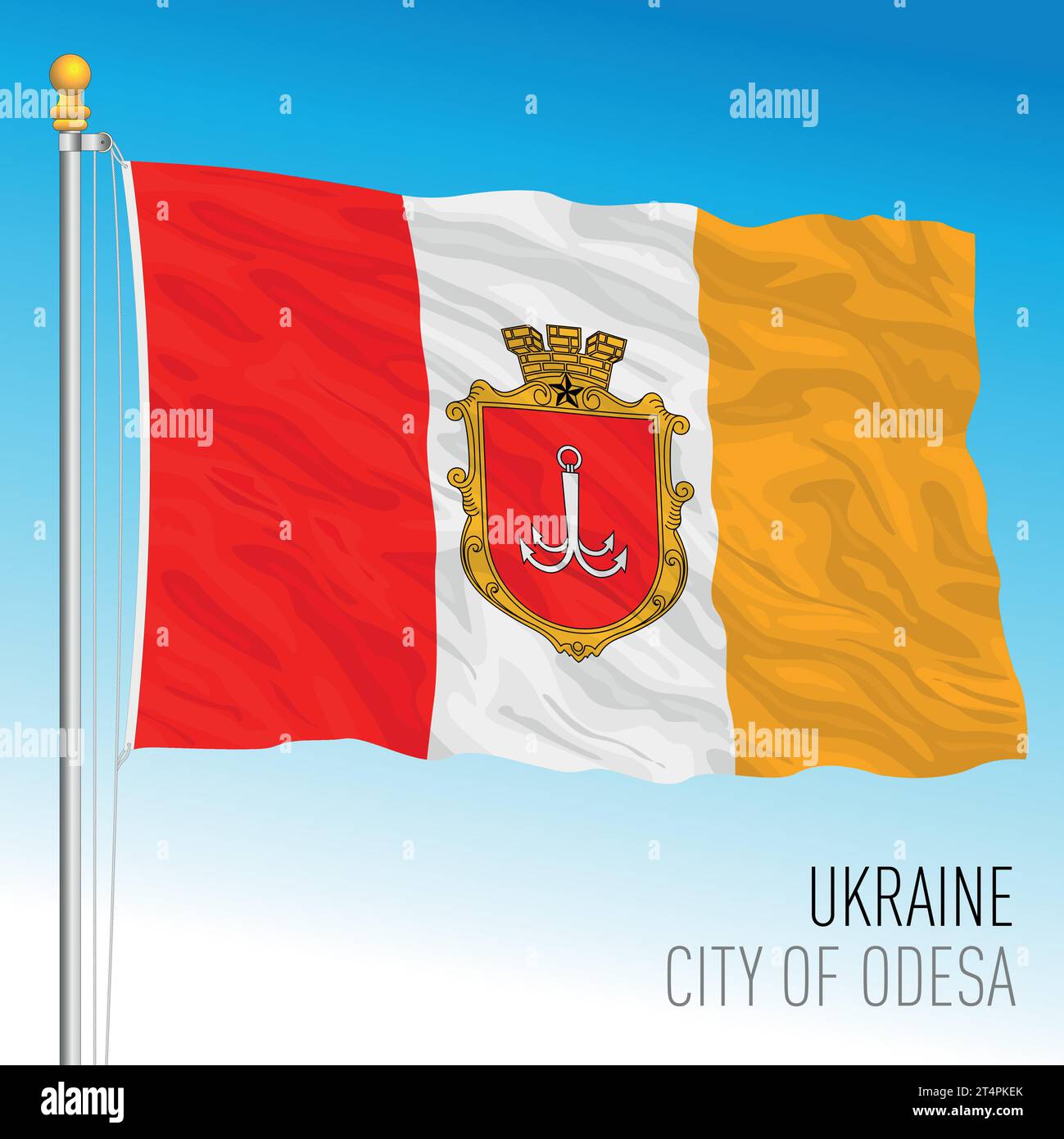 Odesa city waving flag with coat of arms, Ukraine, vector illustration ...