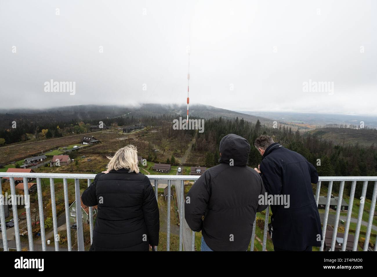 Torfhaus, Germany. 01st Nov, 2023. Visitors stand on a viewing platform ...