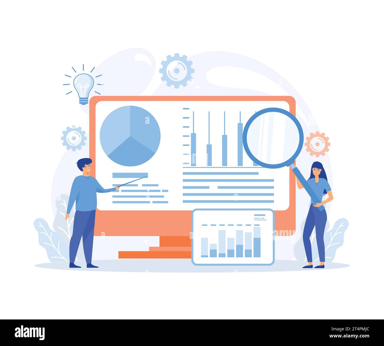 Project manager analyzing sales report Stock Vector Images - Alamy