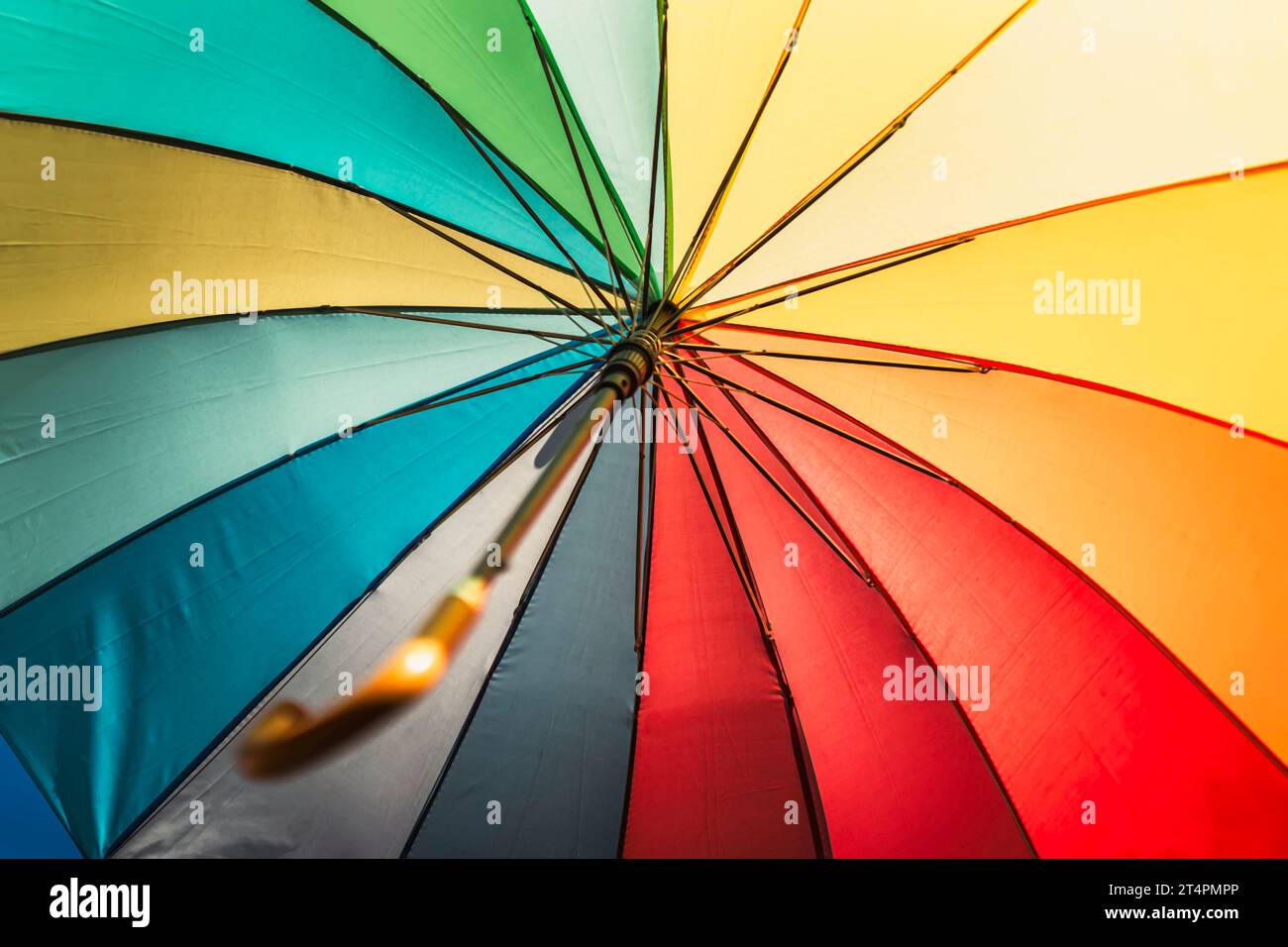 Rainbow umbrella, multicolored spectrum colours, texture, bright ...