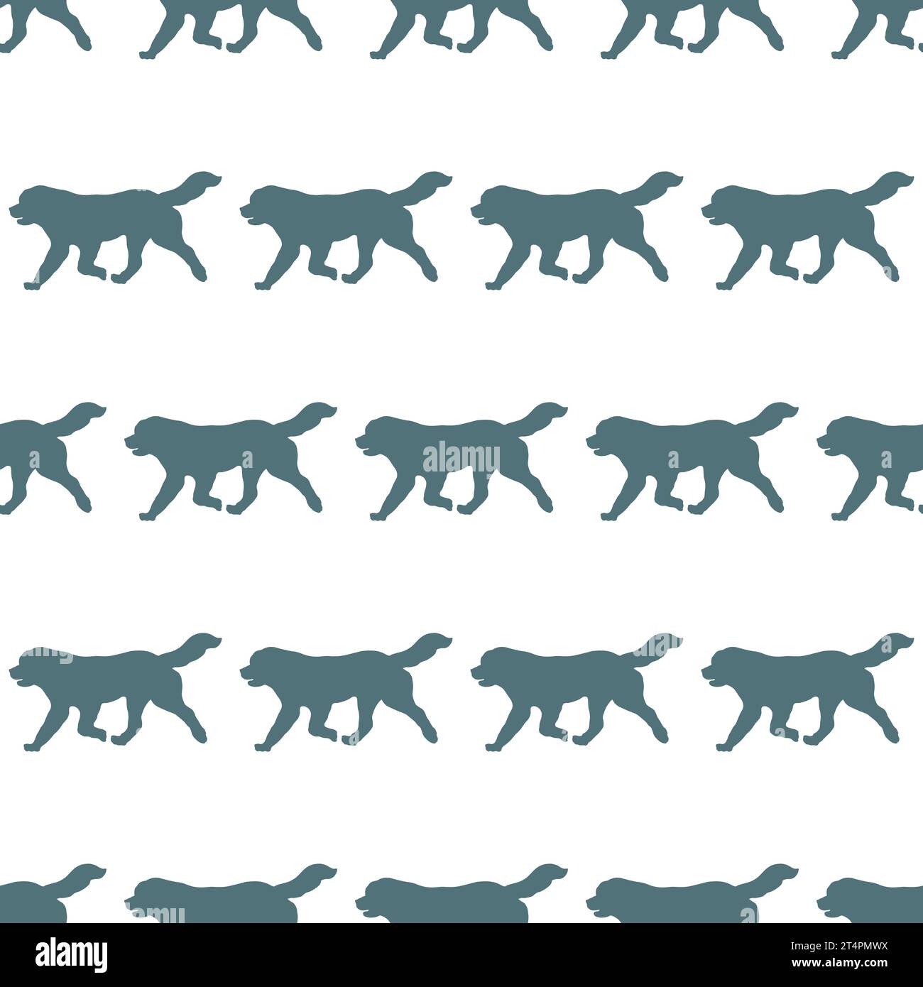 Seamless pattern. Running newfoundland dog isolated on a white ...