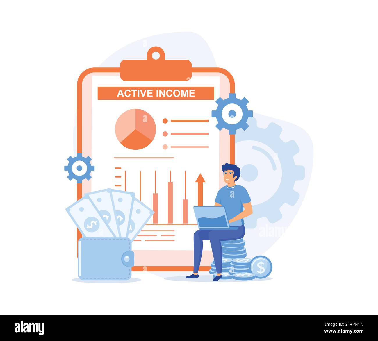 Active income, getting wages for work concept. Idea of business growth ...