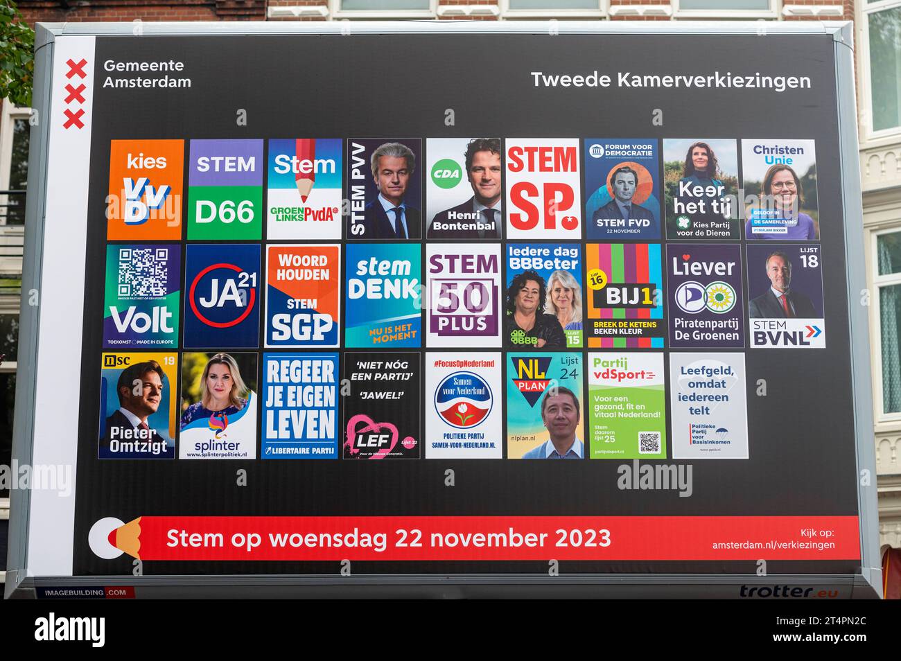 Amsterdam The Netherlands 1st November 2023. Party political posters of ...