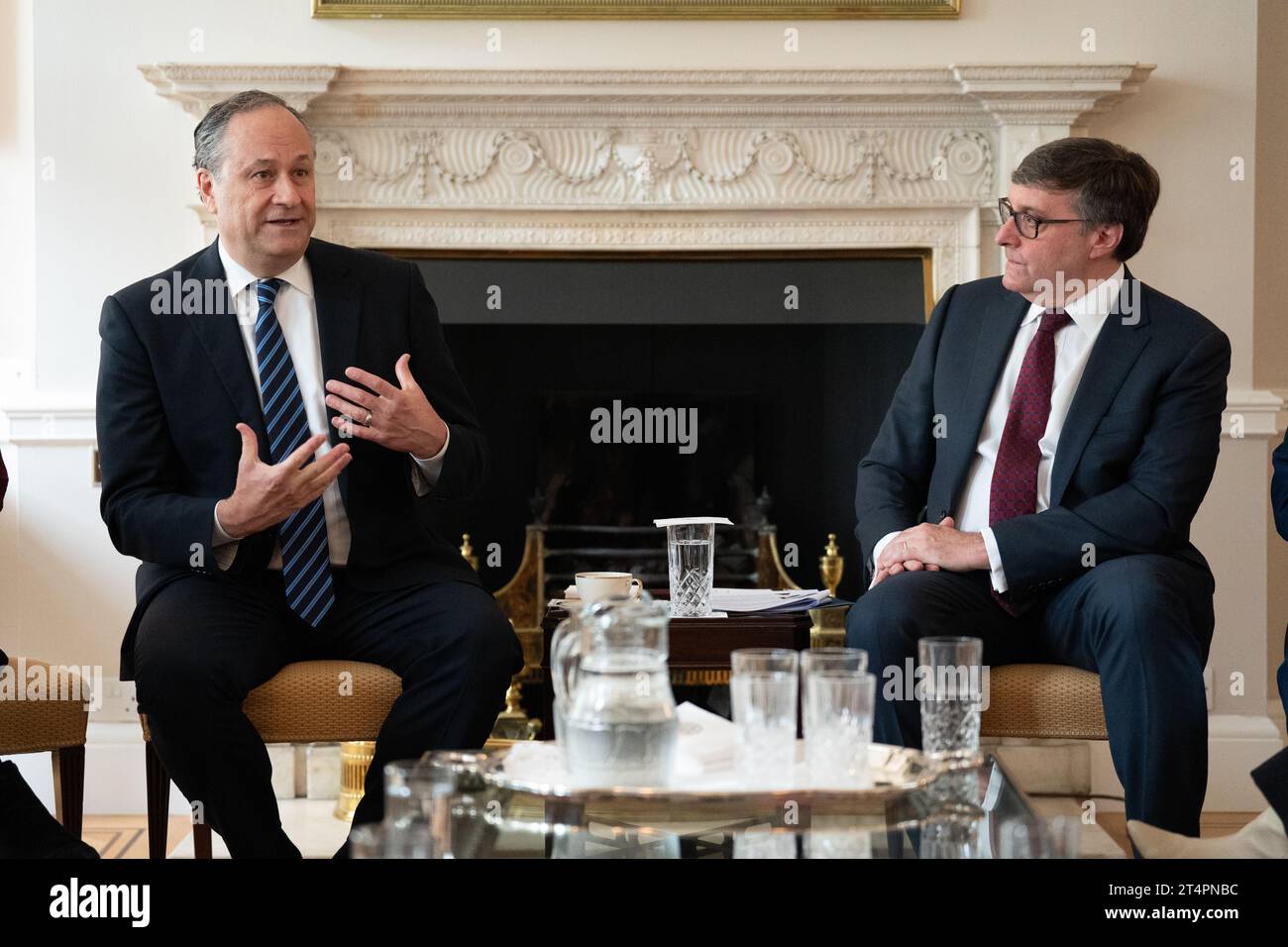 The husband of US Vice President Kamala Harris, Second Gentleman Douglas Emhoff (left) and ...