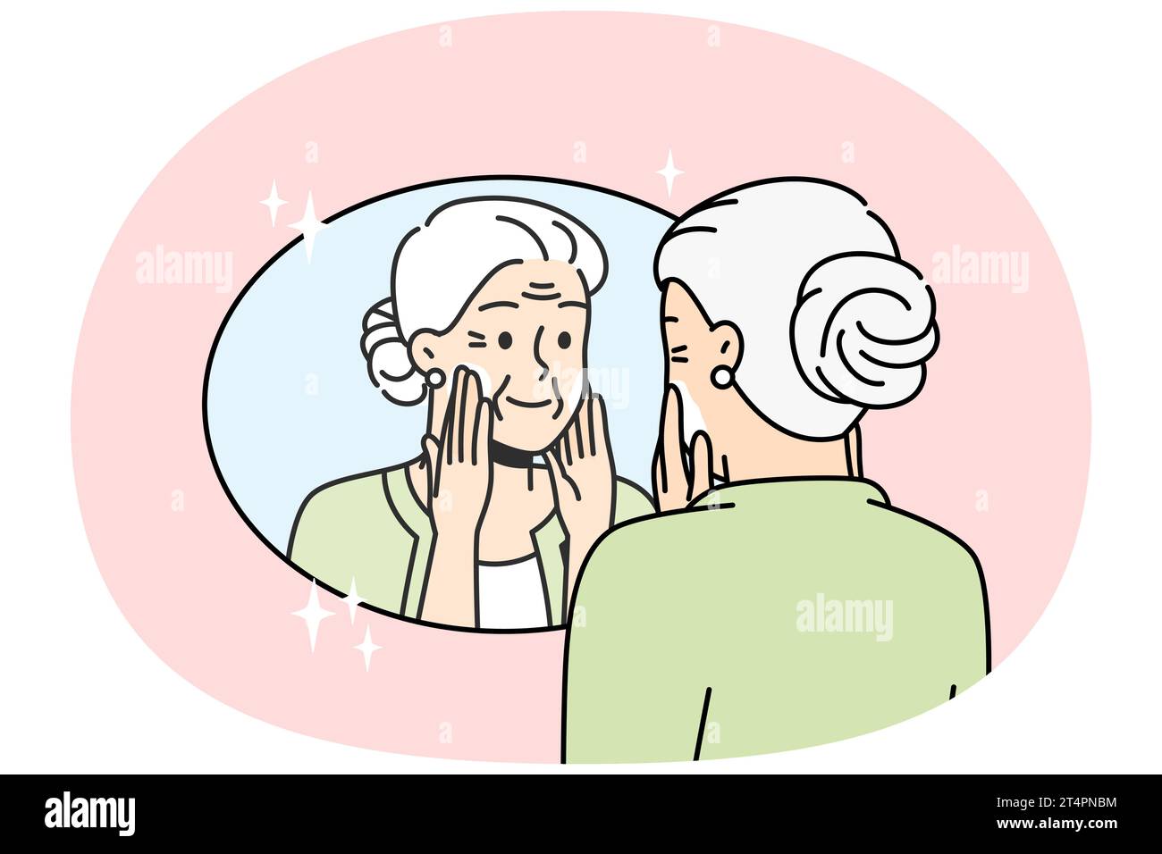 Old and young in mirror Stock Vector Images - Alamy