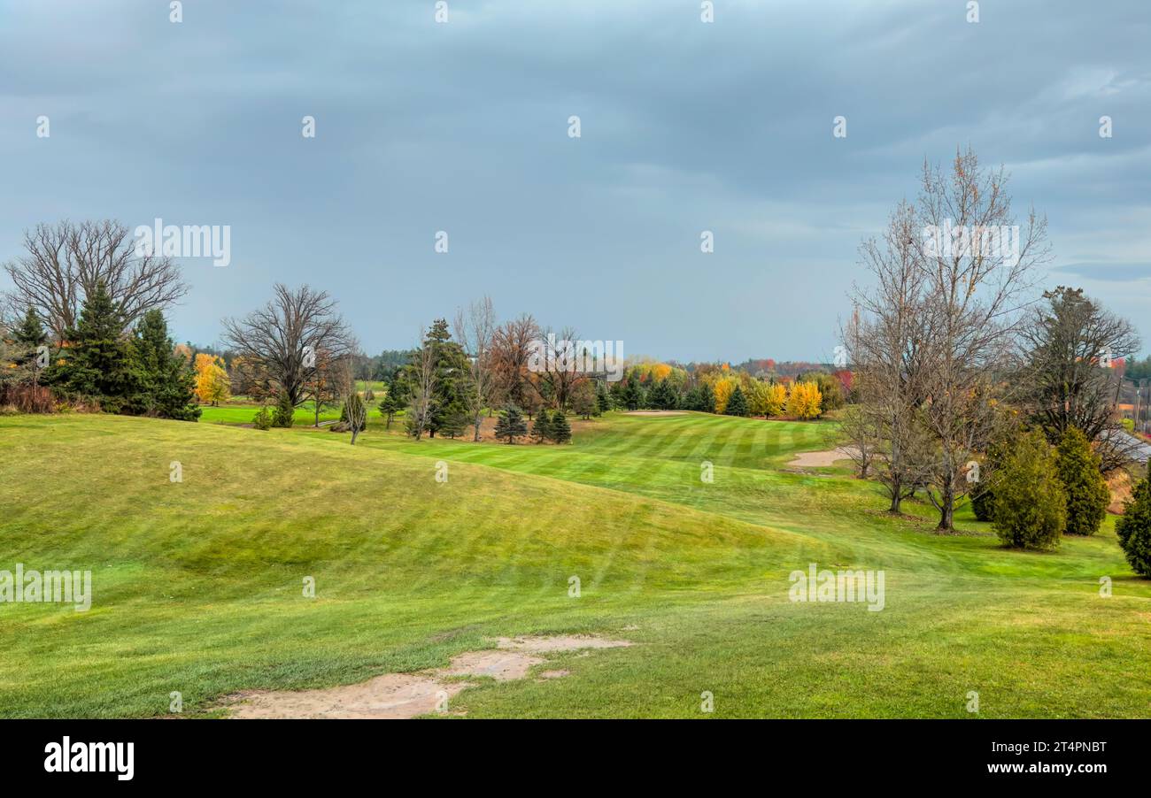 A beautiful golf course on a cool cloudy autumn day in Canada Stock ...