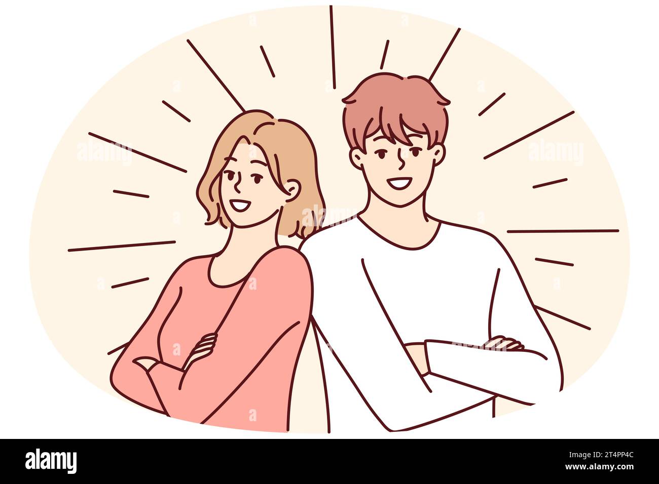 Portrait of smiling couple posing together feeling positive and ...