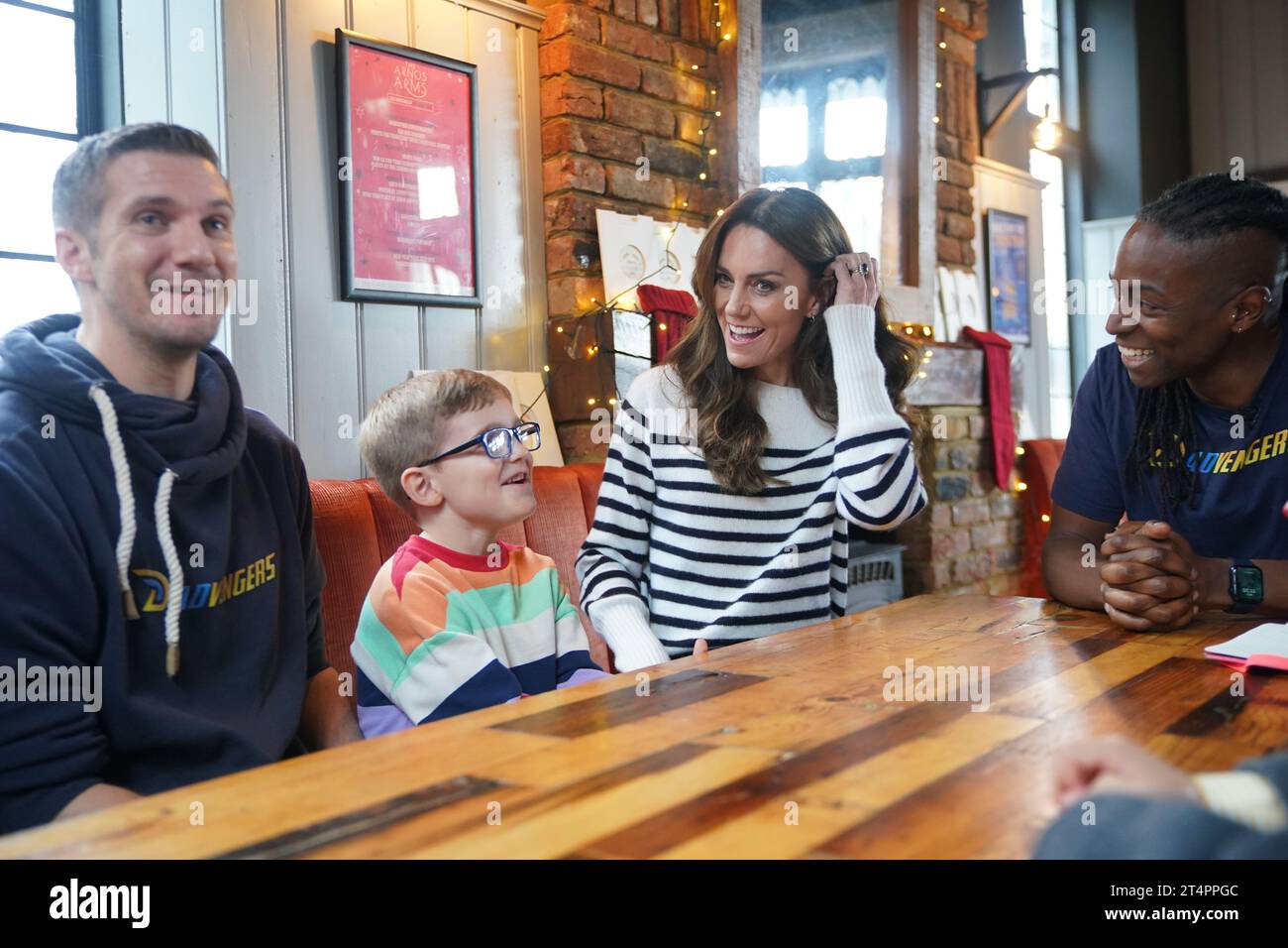The Princess of Wales meets Grayson Stevenson (centre), 5, and his dad ...