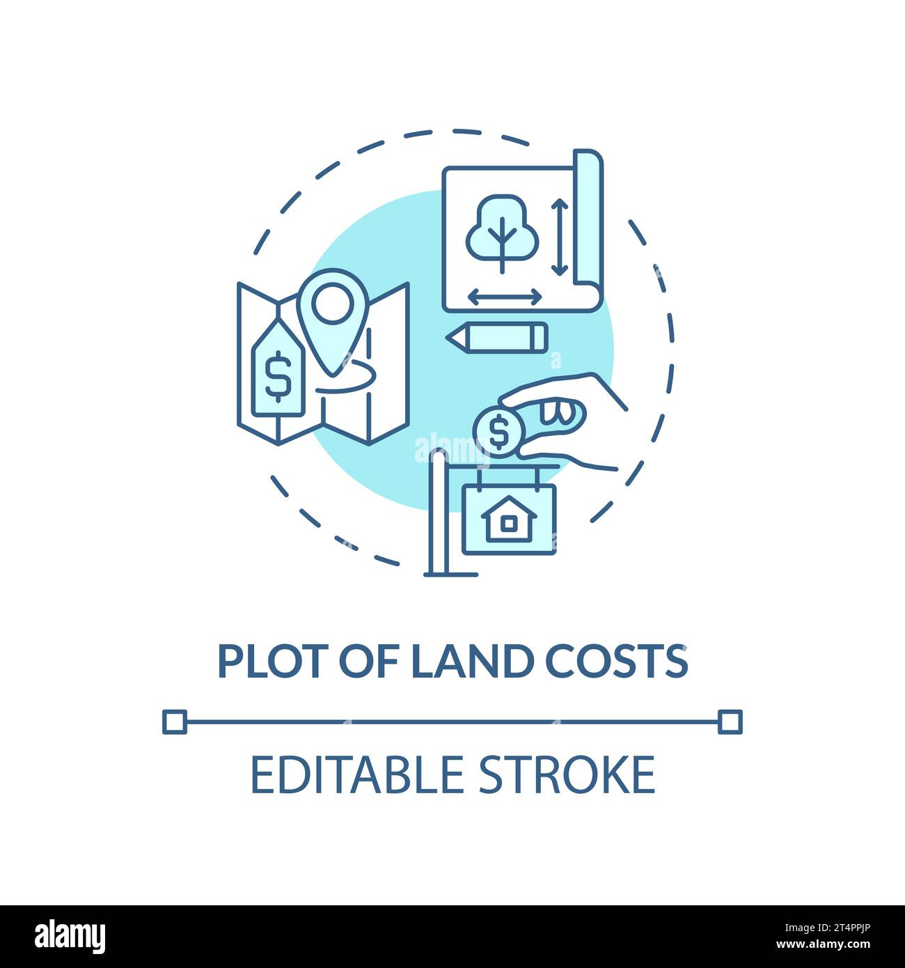Thin line blue icon plot of land costs concept Stock Vector Image & Art ...