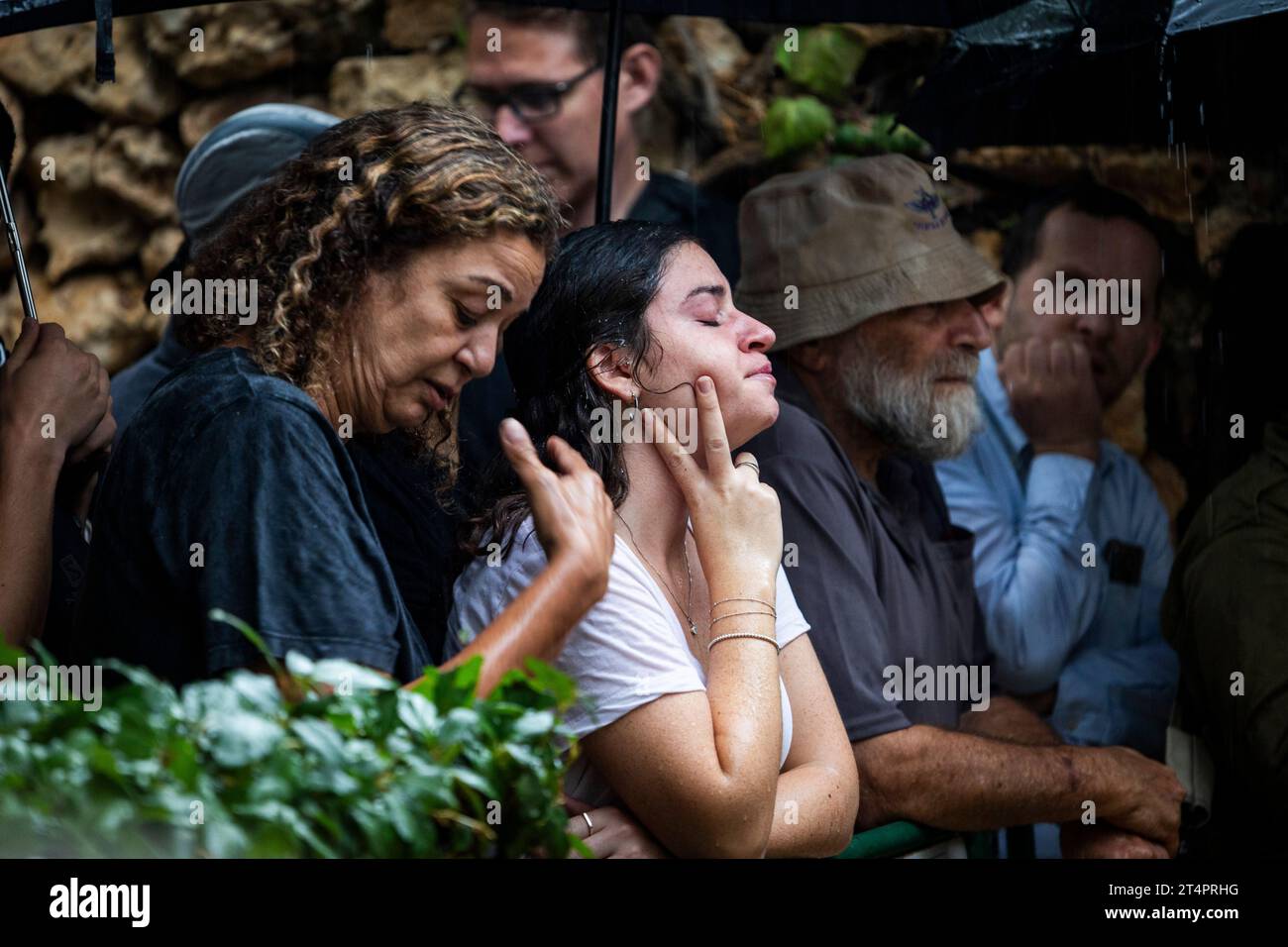 Jerusalem, Israel. 01st Nov, 2023. Mourners attend the funeral of Staff ...