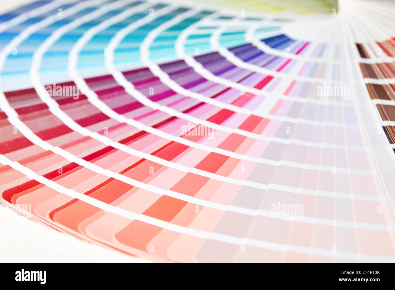 Close-up of color swatches book. Diverse colors paint samples catalog ...