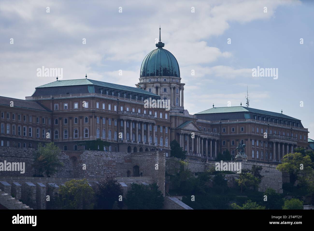 Facade of Royal Palace of Budapest (Hungarian: Budavári Palota) with ...