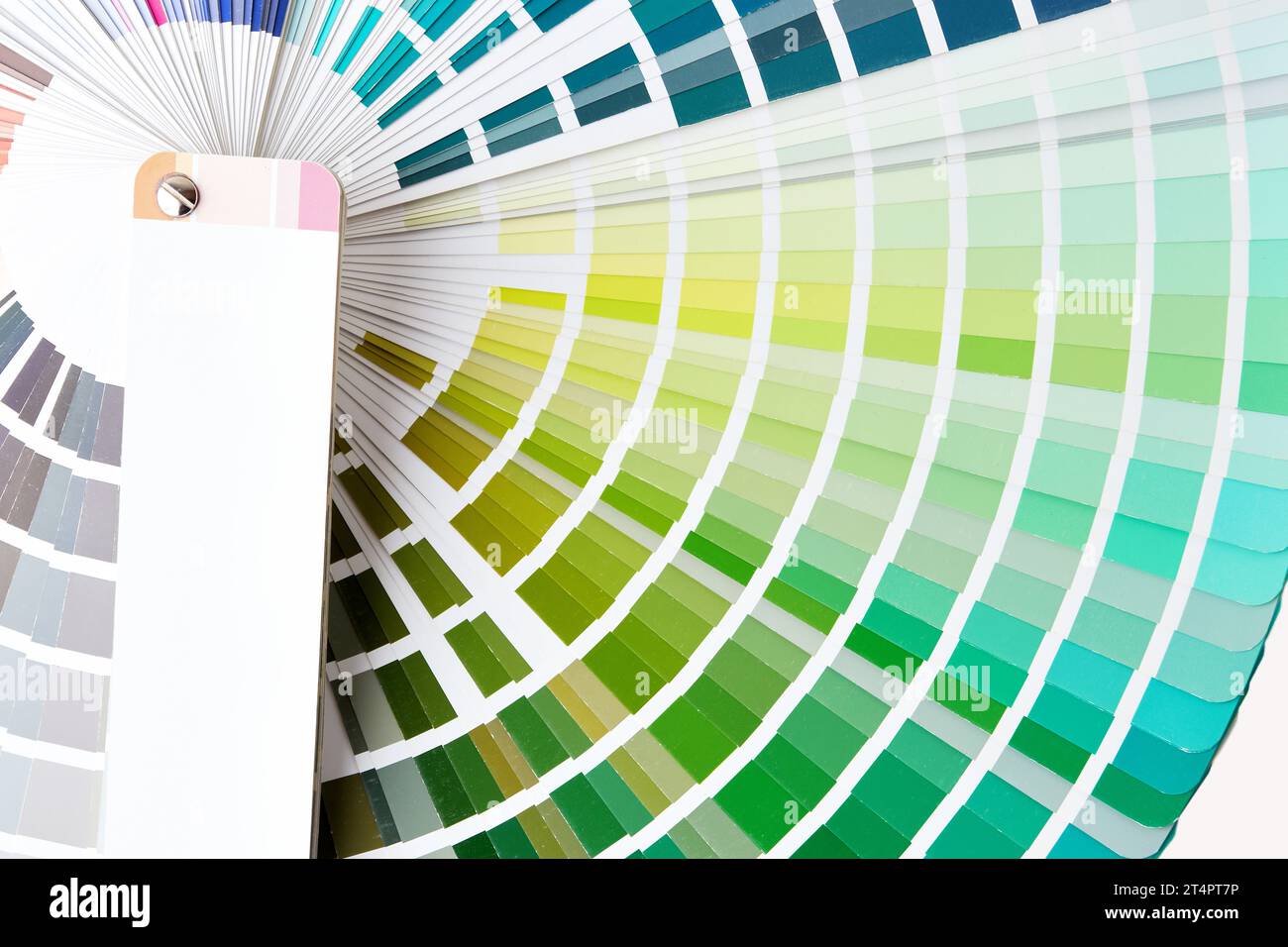 Close-up of color swatches book. Diverse colors paint samples catalog ...
