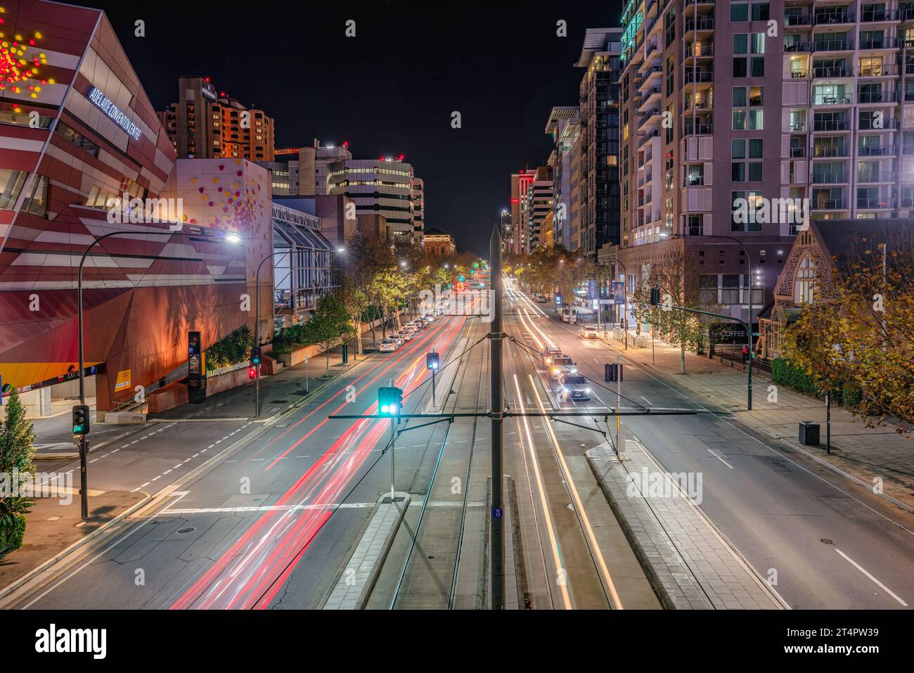 night view looking west along North Terrace in Adelaide Stock Photo - Alamy