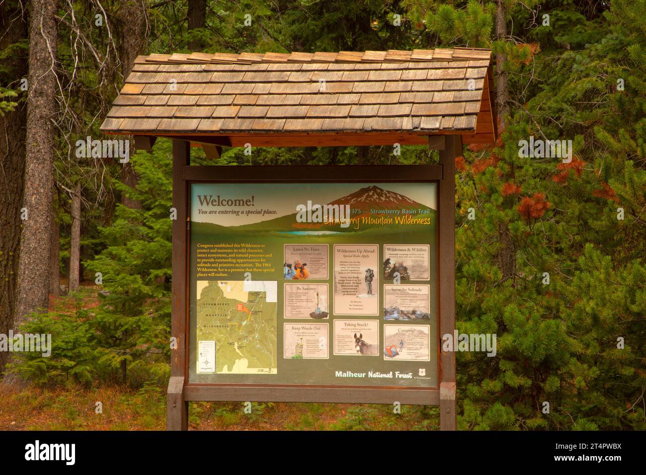 Strawberry Basin Trailhead mapboard kiosk, Malheur National Forest ...