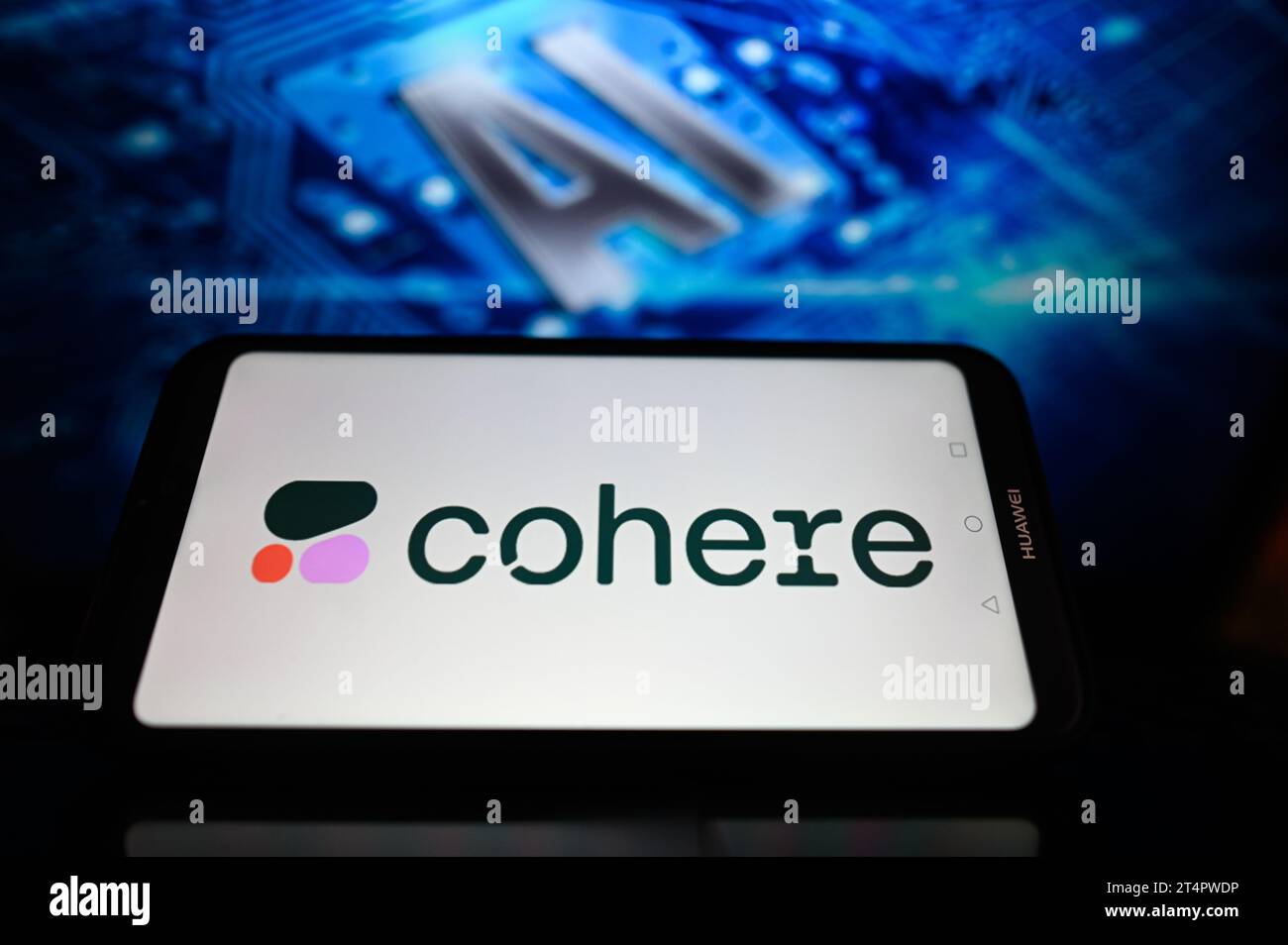 In this photo illustration, a cohere logo is displayed on a smartphone ...