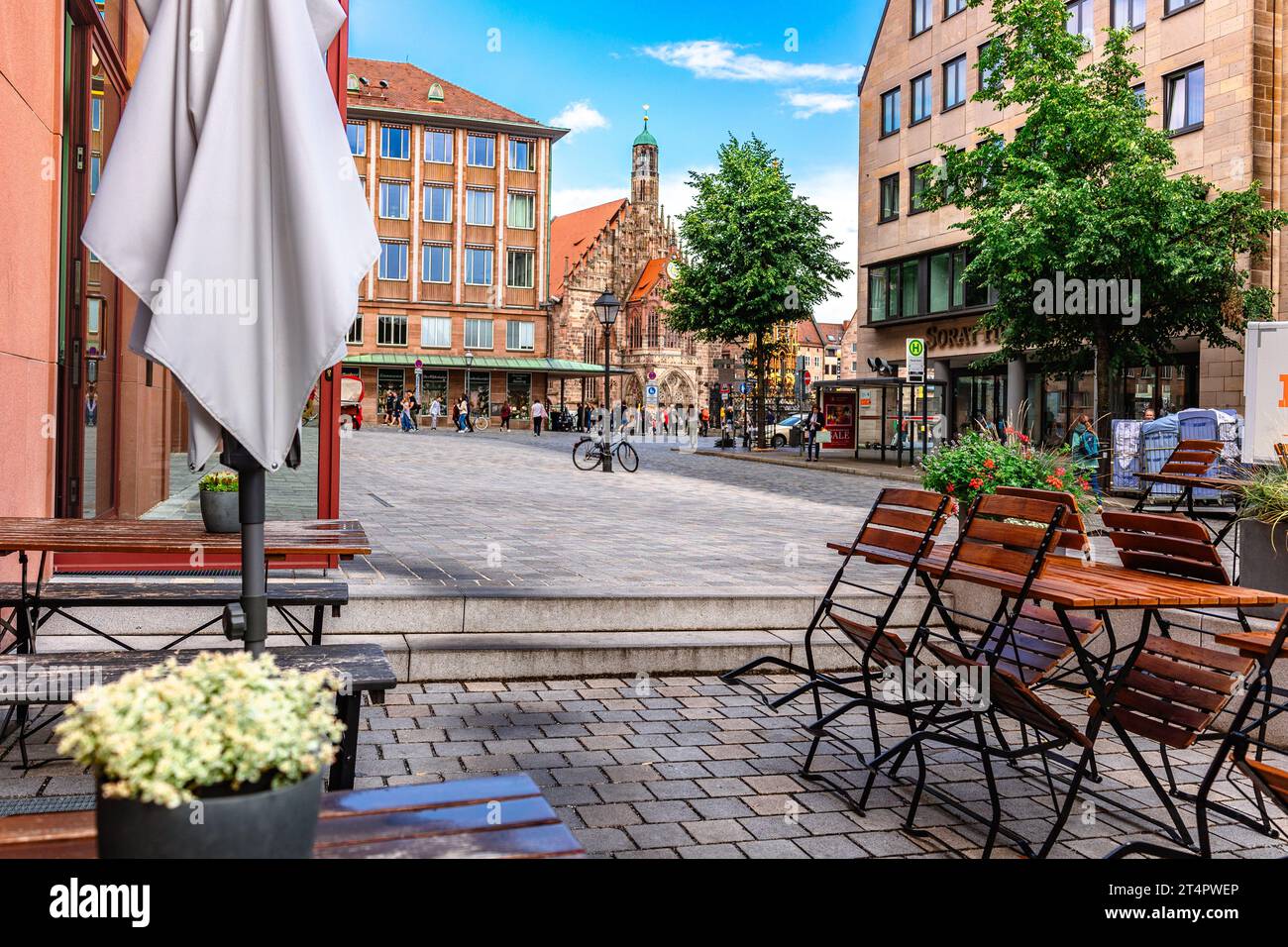 Nuremberg, Germany - July 26, 2023: View of old town on Hauptmarkt ...