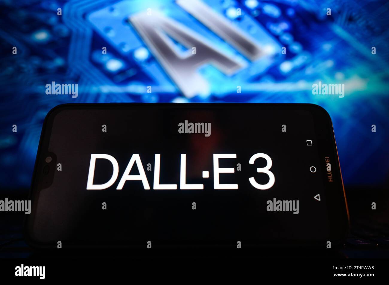 In this photo illustration, a Dall.E3 logo is displayed on a smartphone with Artificial ...