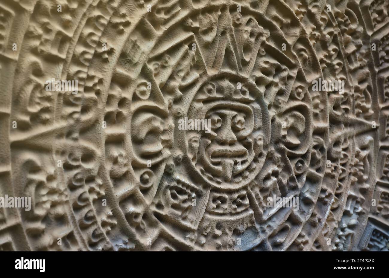 Ancient Mayan Calendar or Aztec calendar with rough relief surface ...