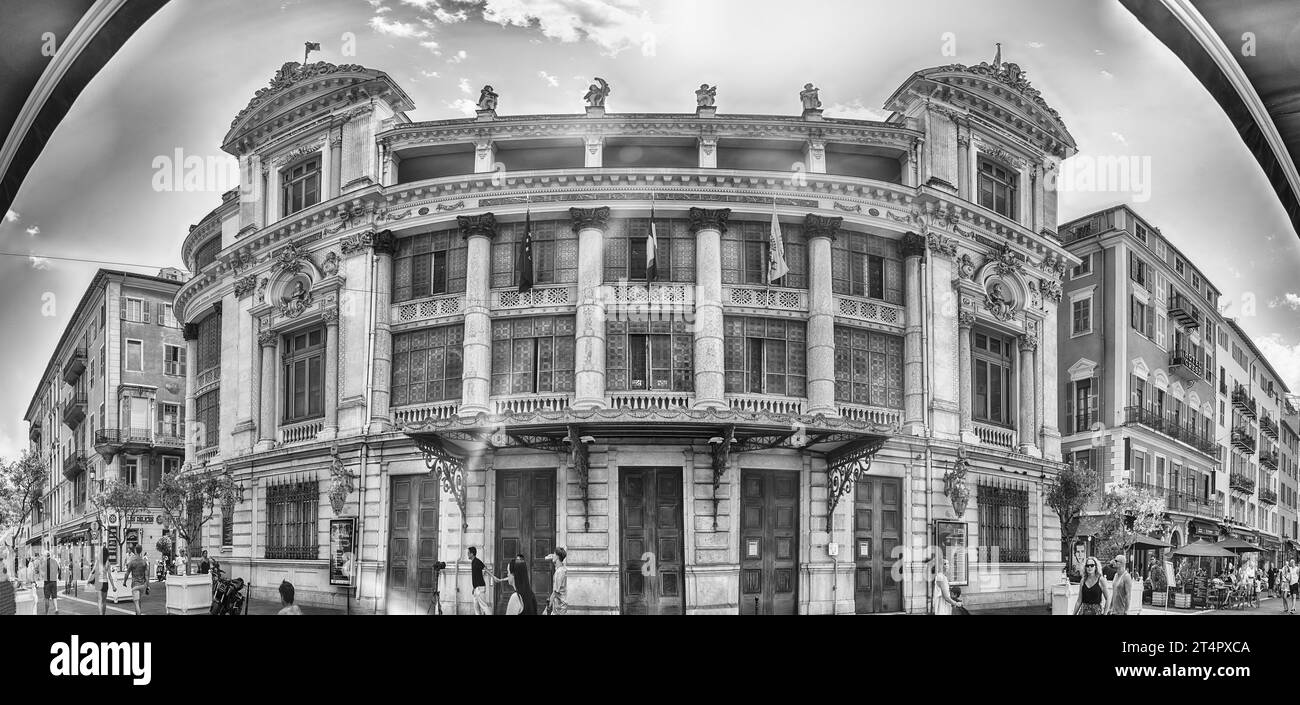 NICE, FRANCE - AUGUST 11: Panoramic view of the Northern facade of the ...