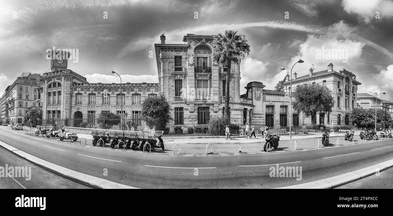 NICE, FRANCE - AUGUST 12: The beautiful architecture of Lycee Massena ...